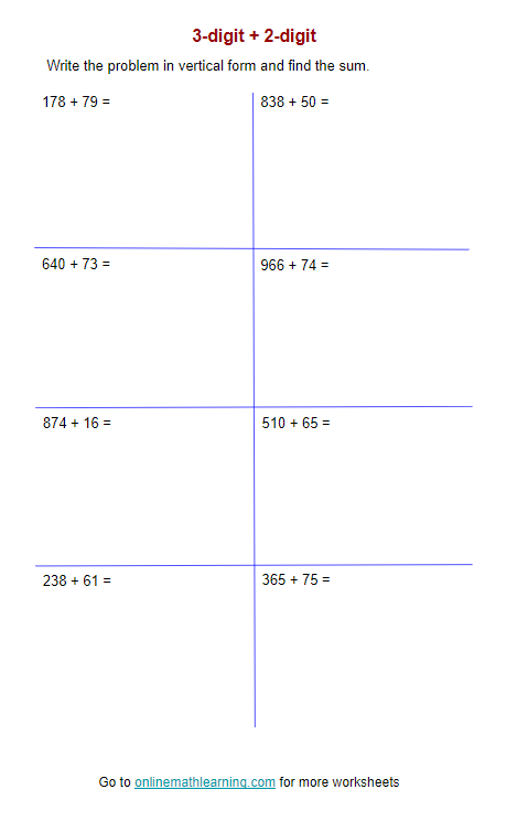 Adding 4 Two Digit Numbers Worksheets 4 Digit Addition Practice