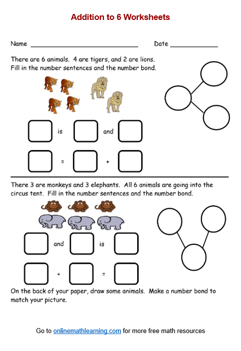 Adding 6 Worksheets Addition Worksheets | Dynamically Created Addition