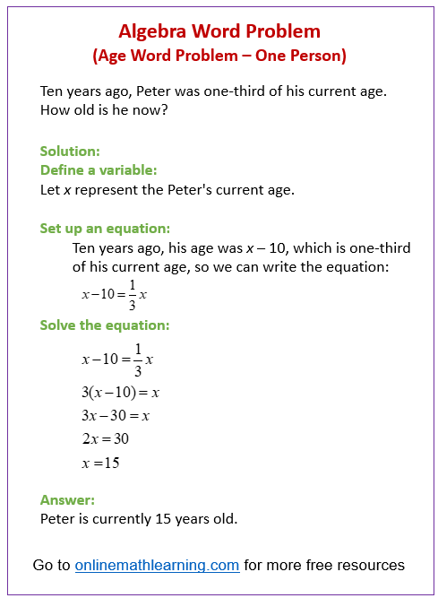 Algebra Word Problems Worksheets Gcse