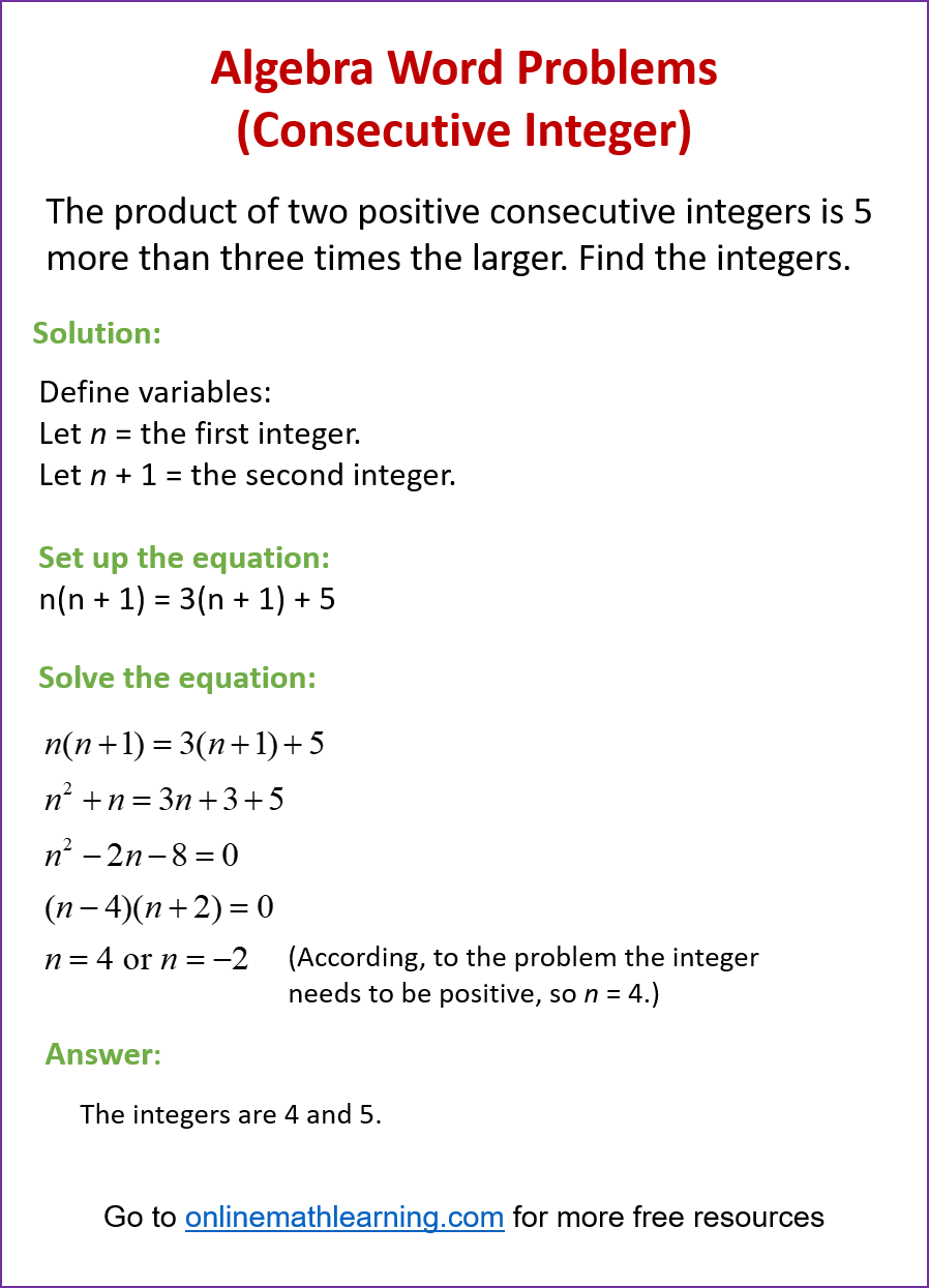 Quadratic Formula Word Problems Worksheets