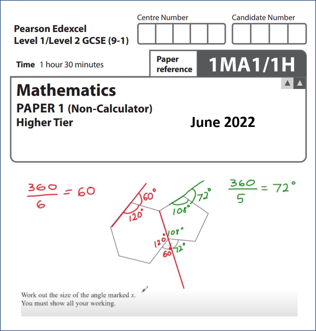 Edexcel GCSE (9-1) Mathematics June 2022 Paper 1MA1/1H (video lessons ...