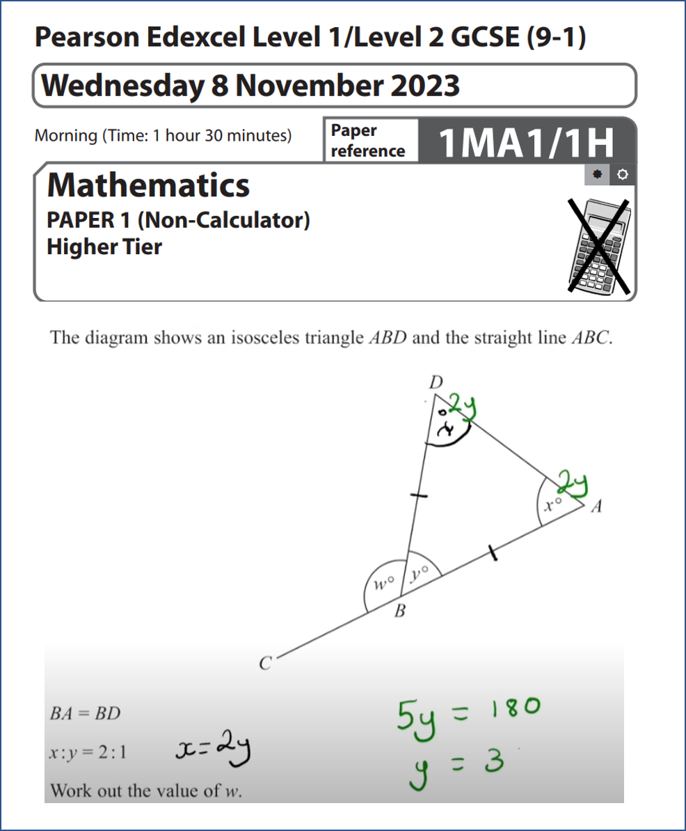 Edexcel GCSE (9-1) Mathematics Nov 2023 Paper 1MA1/1H (video lessons ...