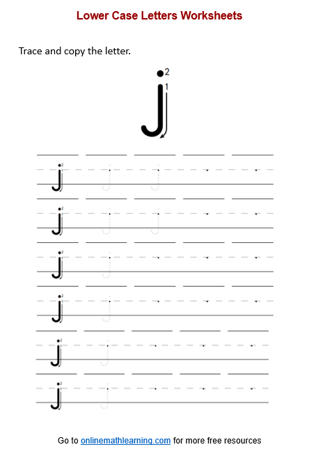 Letter J Writing Worksheets