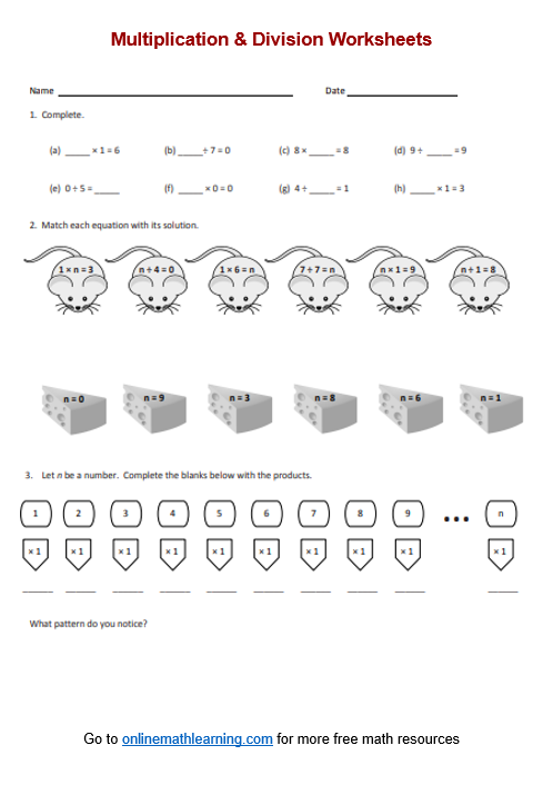 Multiplication And Division Worksheets Grade 4