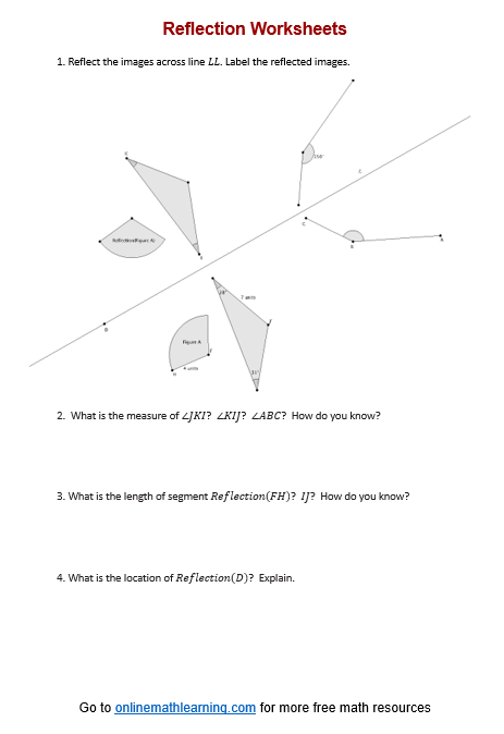 Reflections Math Worksheets Geometry Reflection (examples, Solutions,