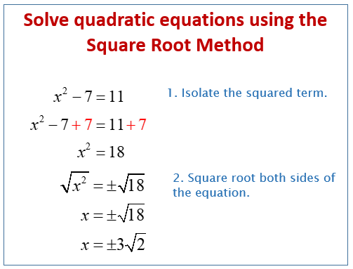 Solving Quadratic Equations By Square Root Method Calculator Tessshebaylo