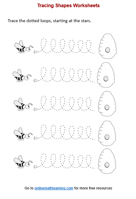 Tracing Shapes Worksheets (printable, online, answers, examples)